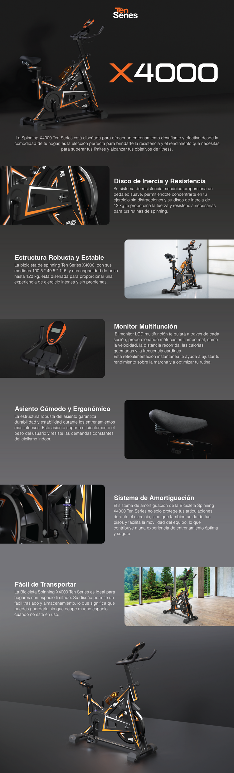 Bicicleta de Spinning X4000 Ten Series